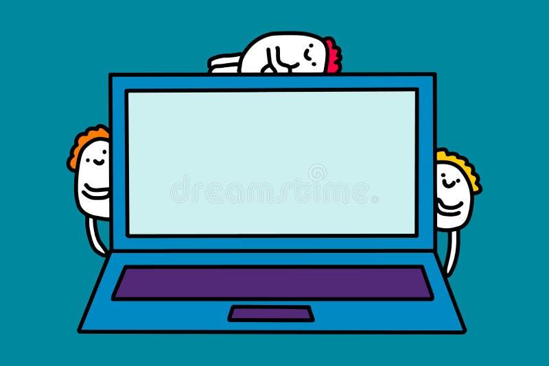 Computer Hand Drawn Vector Illustration in Cartoon Comic Style People ...