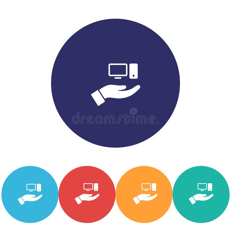 Computer in Hand Icon , Lorem Ipsum Flat Design Stock Illustration ...