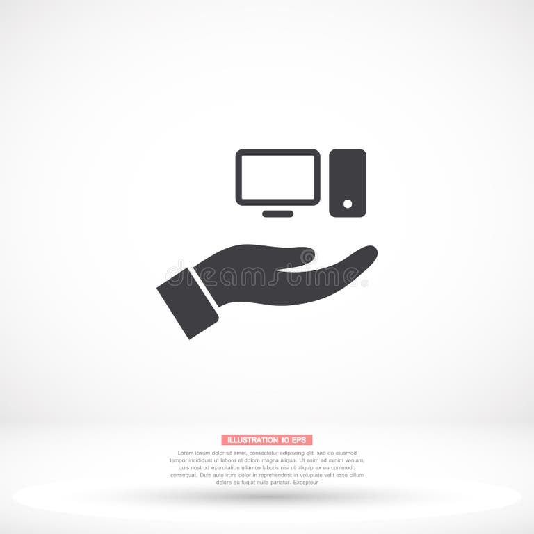 Computer in Hand Icon , Lorem Ipsum Flat Design Stock Illustration ...