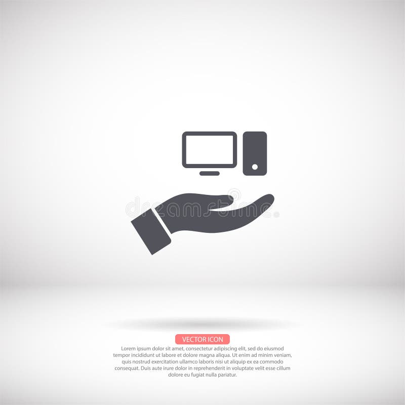 Computer in Hand Icon , Lorem Ipsum Flat Design Stock Illustration ...