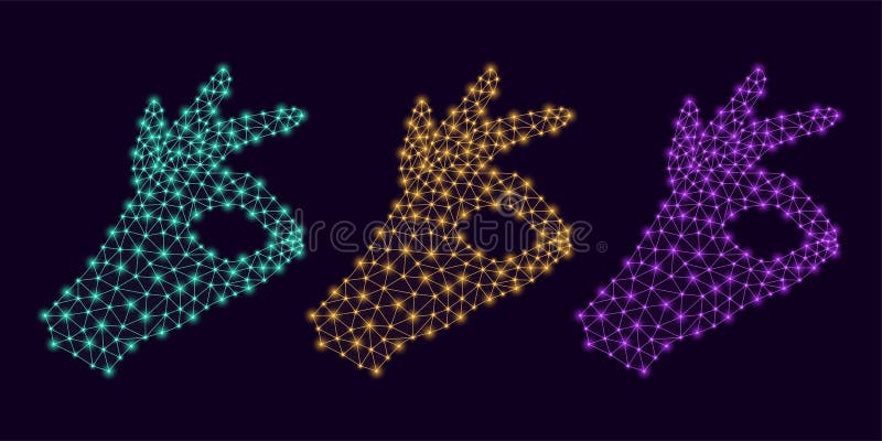 Computer Hand with Okay Gesture and Glowing Knots Stock Vector ...