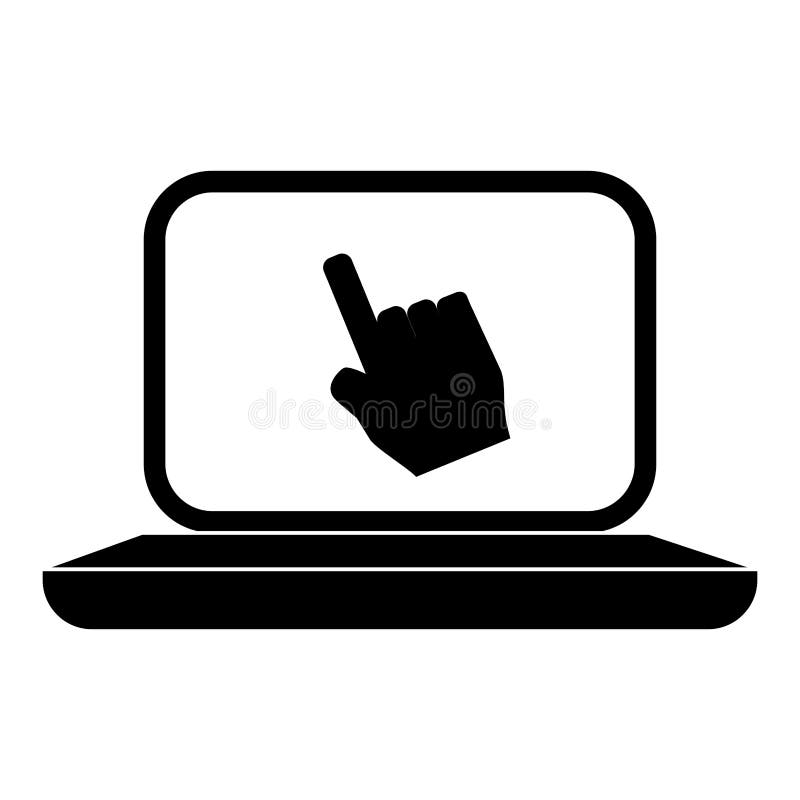 Computer and Hand Pointer Icon Image Stock Illustration - Illustration ...