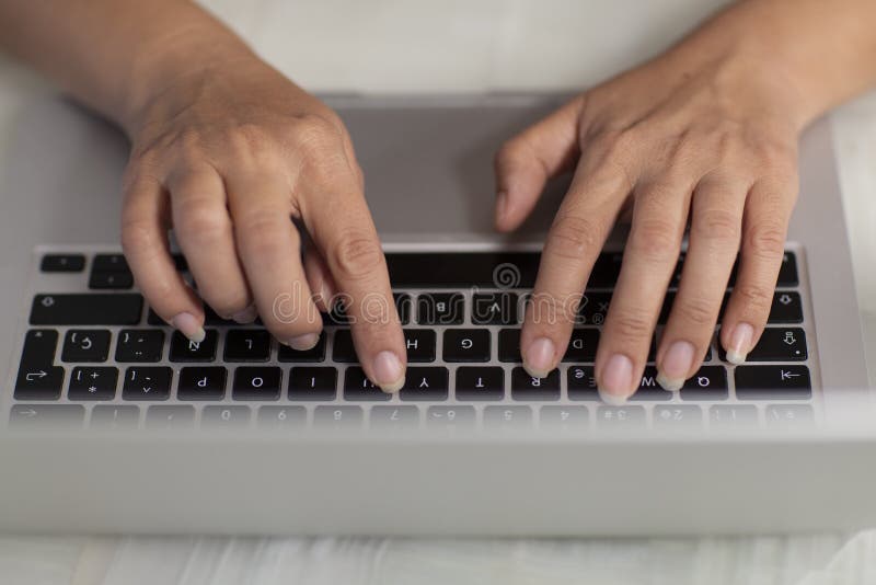 Computer Hand Shot from Above Stock Photo - Image of hand, laptop ...