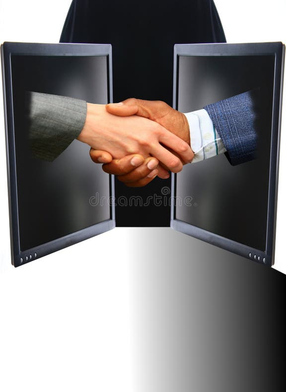 Computer handshake 1 stock photo. Image of work, flatscreen - 15486806