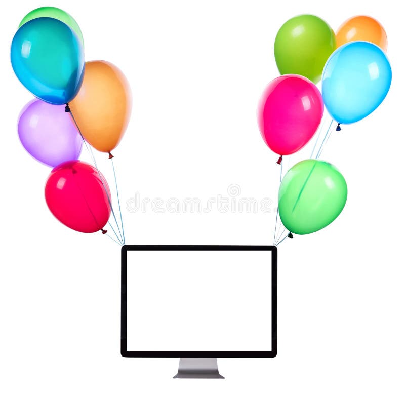 Gift Hanging on Color Balloons Stock Image - Image of market, celebrate ...