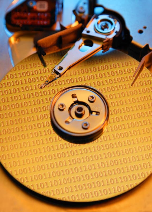 Computer Hard Disc Drive with Binary Code Stock Photo - Image of drive ...