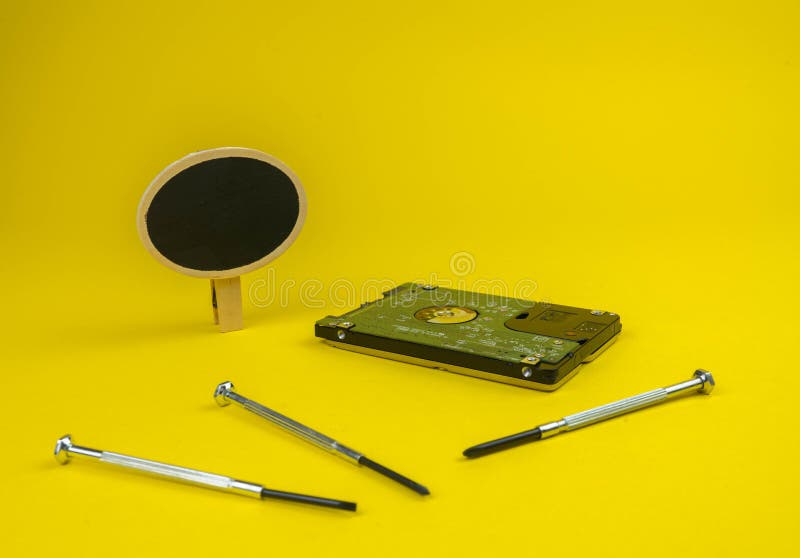 Hard Drive on a Yellow Background with a Lock and Keys Stock Image ...