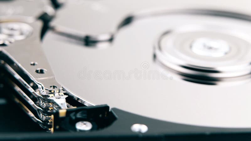 Computer Hard Disk Drive Macro View.Disassembled Hdd.Opened Hard Disk ...