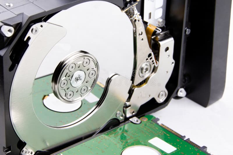 Computer Hard Disk Drive Macro View.Disassembled Hdd.Opened Hard Disk ...