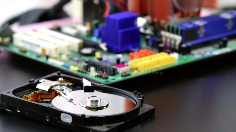 Computer Hard Disk Drive Spinning, Reading and Writing Data, Stock ...