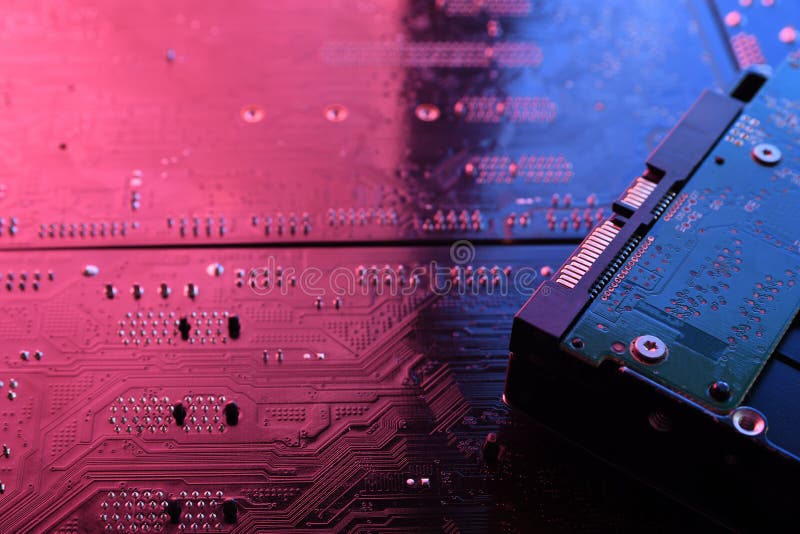 Computer Hard Disk Drives HDD , SSD on Circuit Board ,motherboard ...