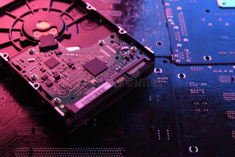 Computer Hard Disk Drives HDD , SSD on Circuit Board ,motherboard ...