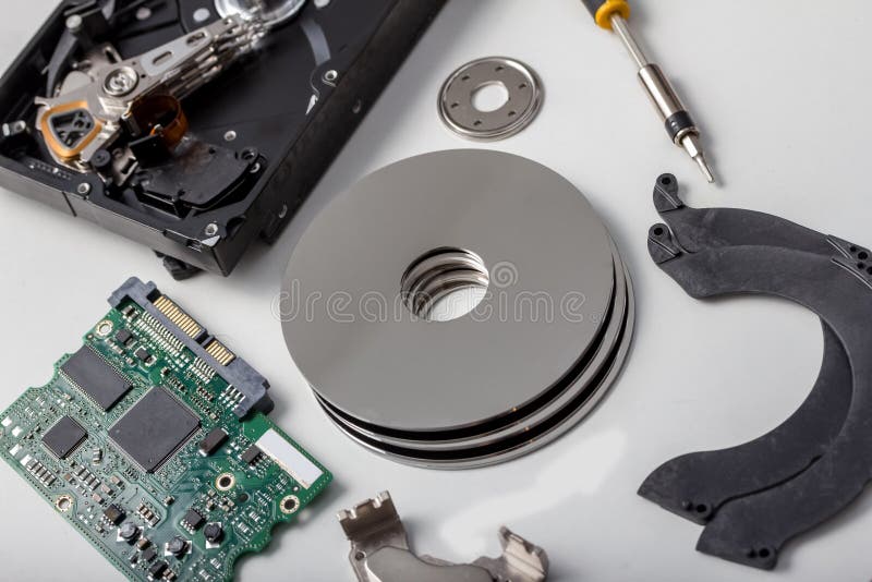 Computer hard disk parts stock photo. Image of equipment - 39917356