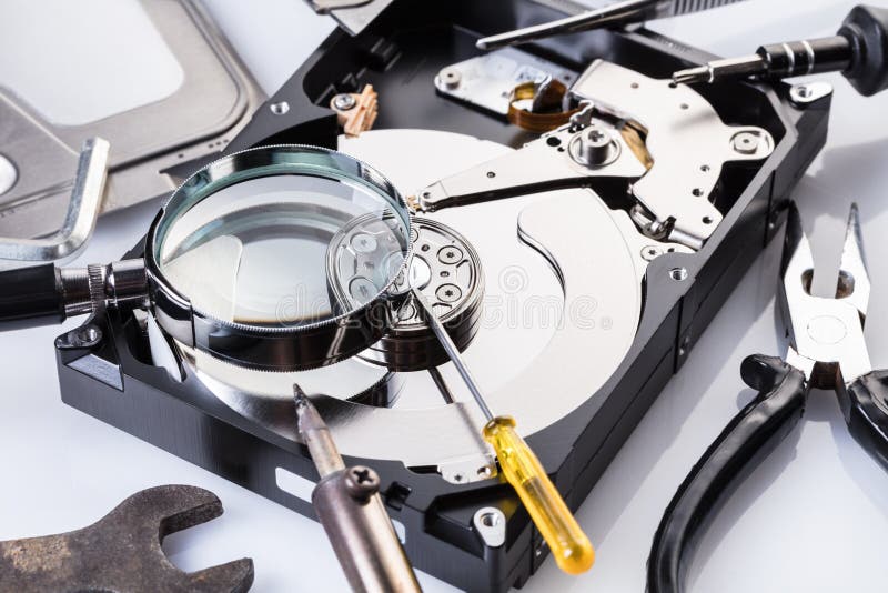 Computer Hard Disk and Tools Stock Photo - Image of disk, miniature ...