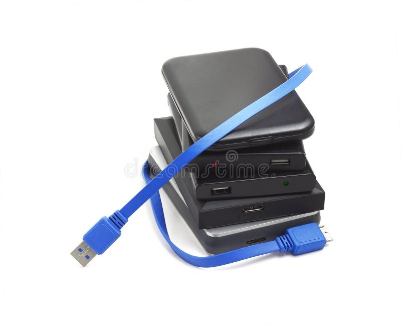 Computer Hard Disks and USB Cable Stock Photo - Image of connector ...