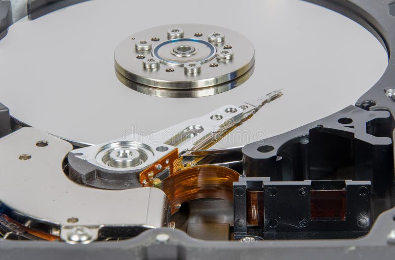 Computer Hard Drive with Cover Removed Stock Image - Image of surface ...