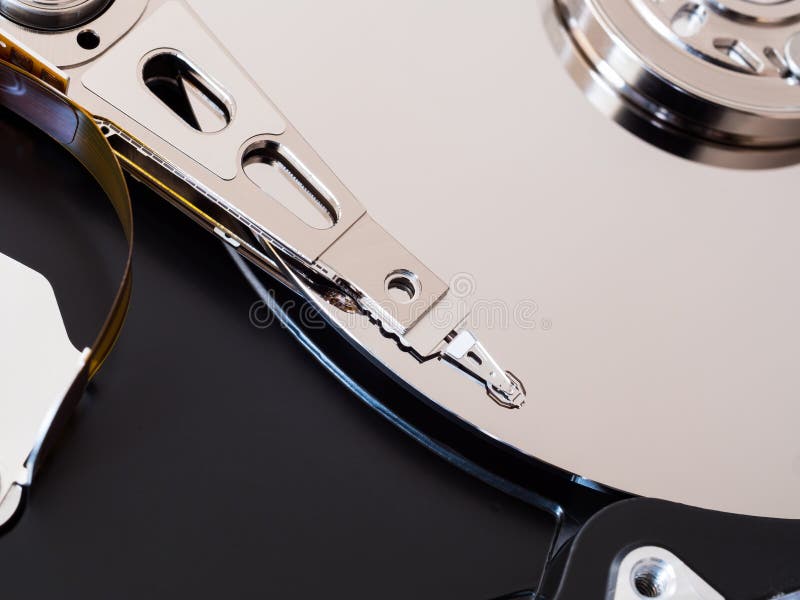 Computer Hard Drive Disassembled, Showing the Actuator Arm Head and ...
