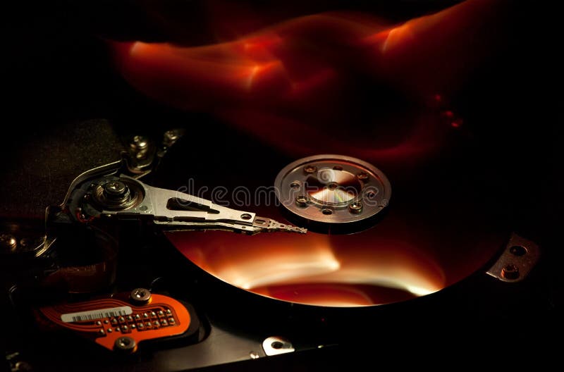 Computer Hard Drive on Fire Stock Photo - Image of equipment, data ...