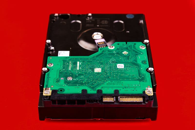 Computer Hard Drive, Front View, on a Red Background. Stock Image ...