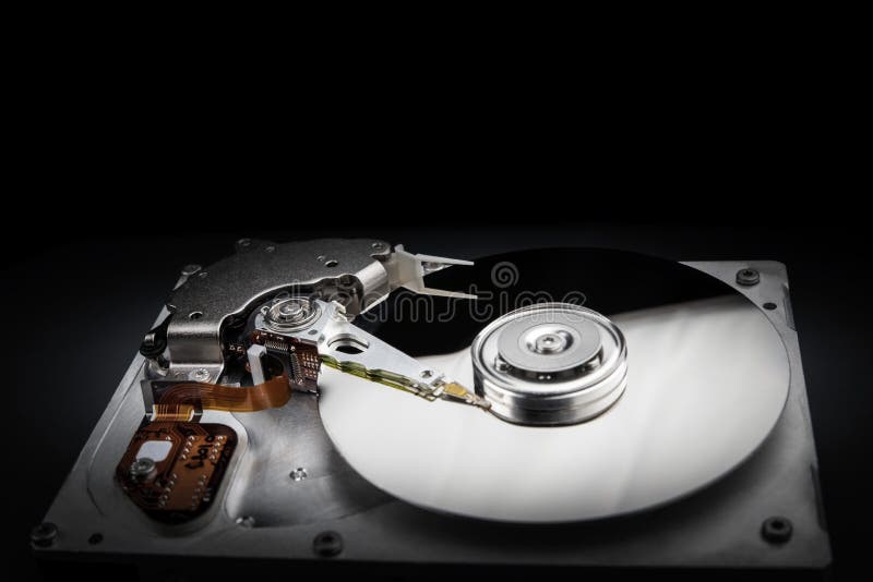 Computer Hard Drive on a Gray-black Gradient Background, with a Mirror ...