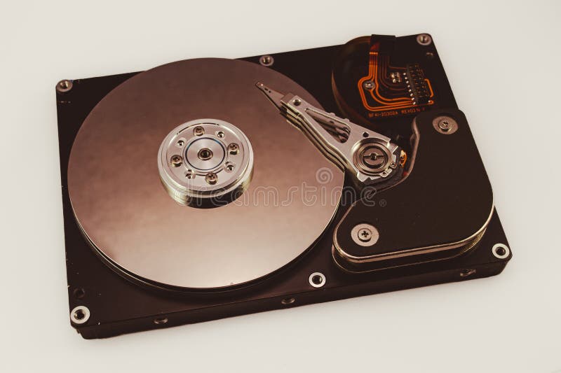 Computer Hard Drive Isolated on White Background - Vintage Effect Style ...