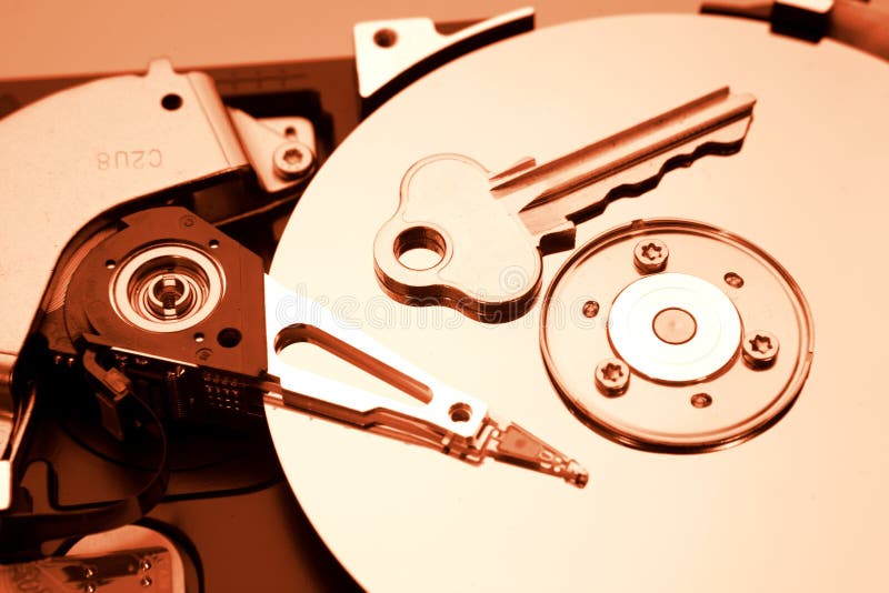 Computer Hard Drive and Key Stock Photo - Image of security ...