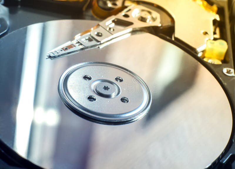 Computer Hard Drive with Reading Head Stock Photo - Image of digital ...