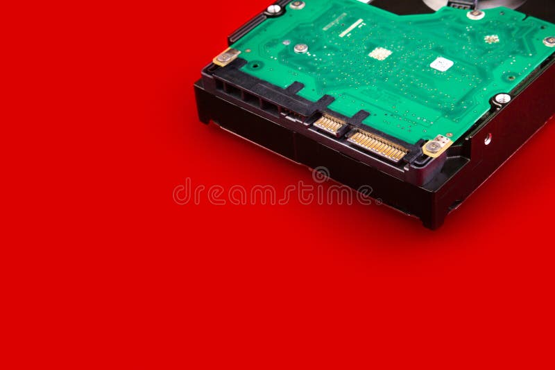 Computer Hard Drive, Front View, on a Red Background. Stock Image ...