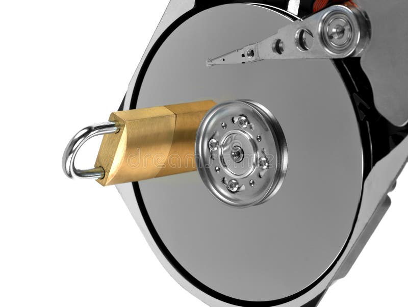 Computer Harddrive and Padlock Stock Image - Image of firewall, disc ...