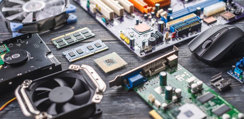 Computer Hardware Configuration Is Laid Out On A Dark Background