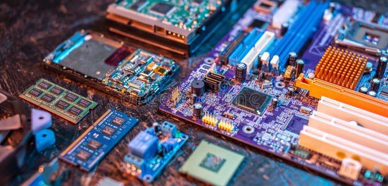 Computer Hardware Configuration is Laid Out on a Dark Background ...