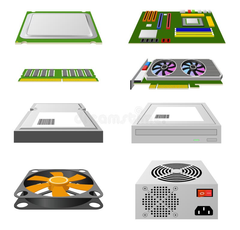 Vector Detailed Computer Parts Icon Set. Part 1 Stock Vector ... Vector Detailed Computer Parts Icon Set. Part 1 Stock Vector ...