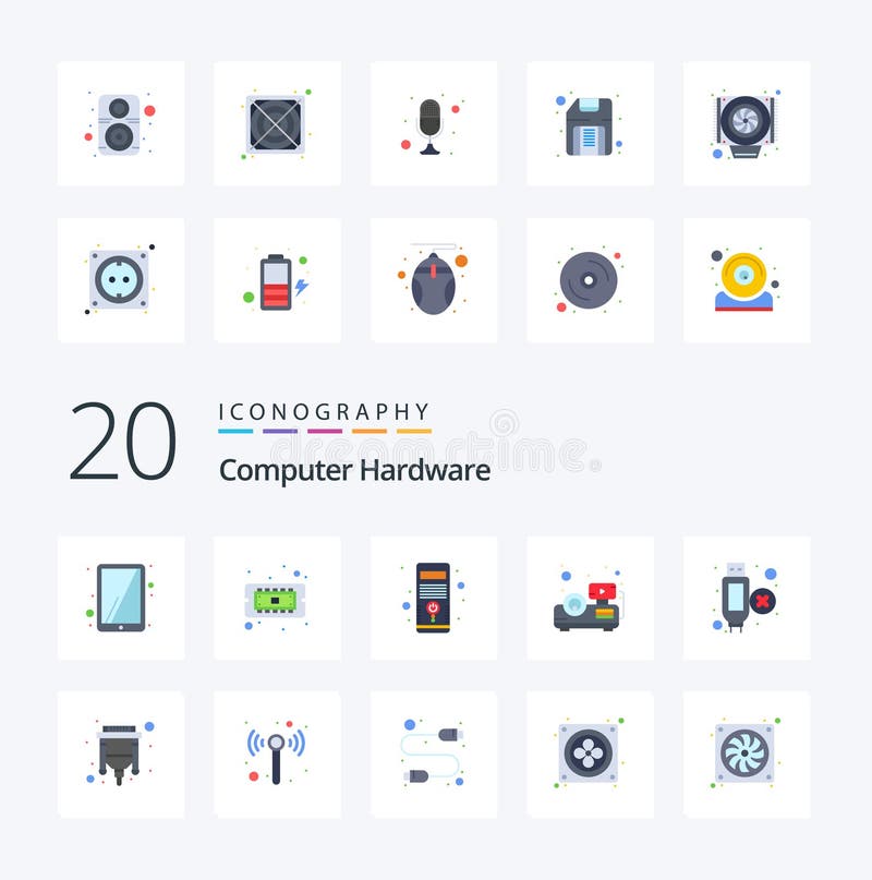 20 Computer Hardware Flat Color Icon Pack Like Cable Extension Hardware ...