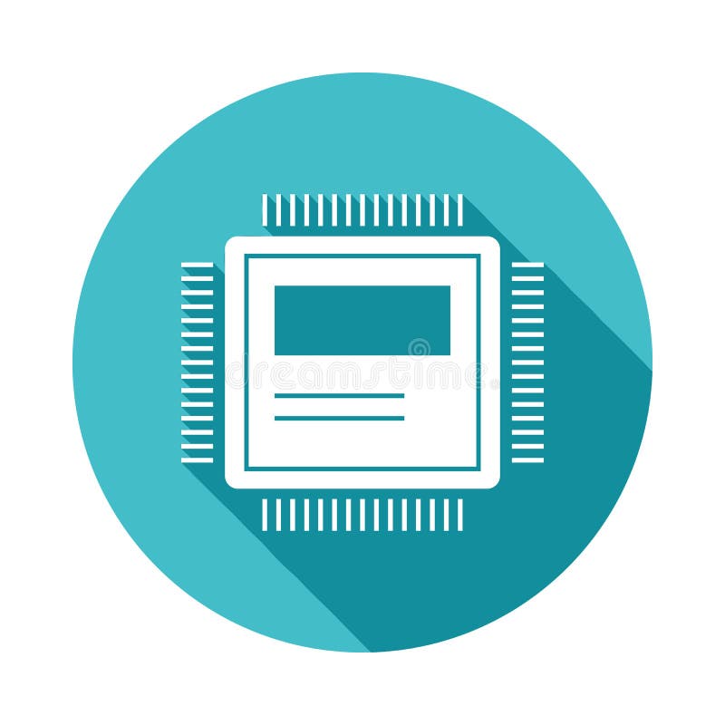 Computer Hardware Icon in Flat Long Shadow Style Stock Illustration ...