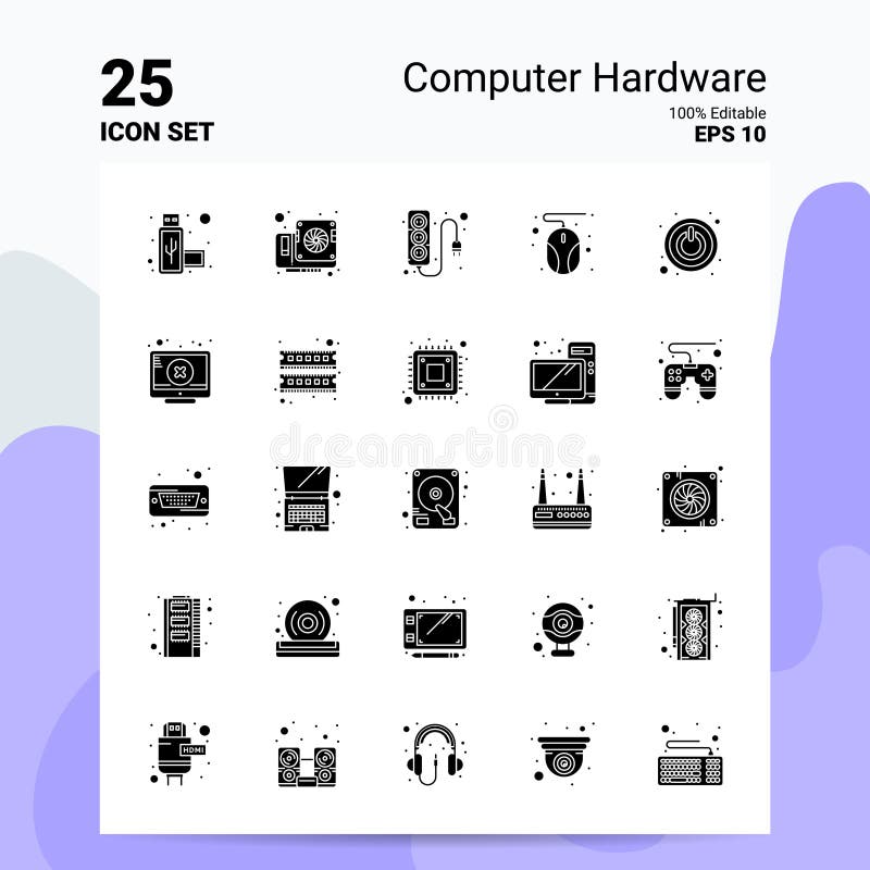 25 Computer Hardware Icon Set. 100 Editable EPS 10 Files Stock Vector ...