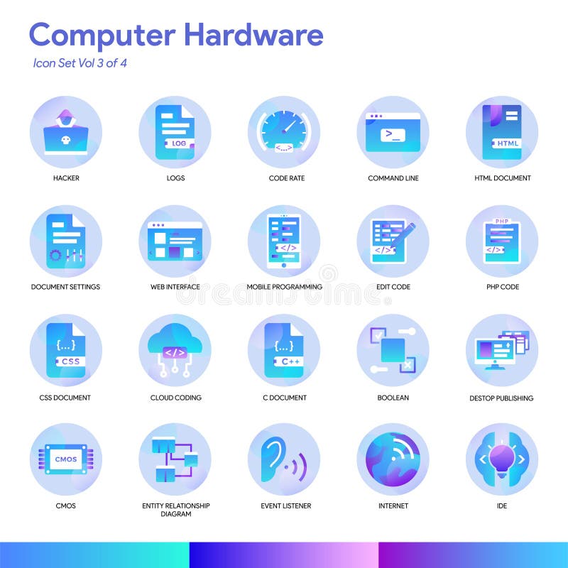 Computer Hardware Icon Set. Modern Gradient Style Stock Vector ...