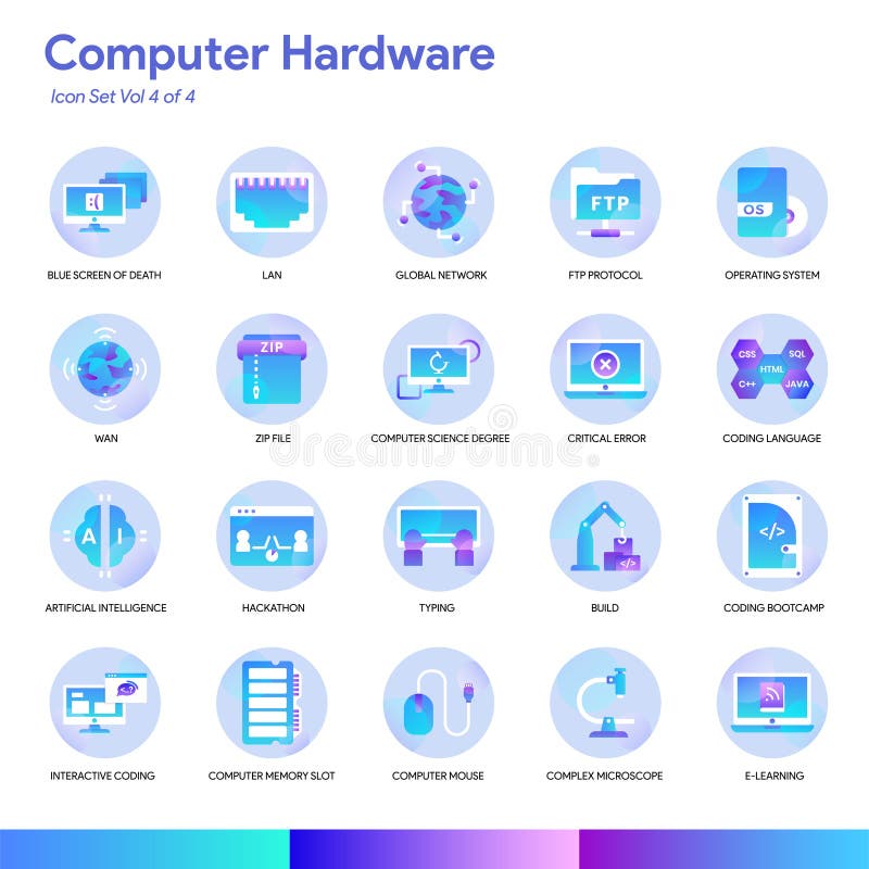 Computer Hardware Icon Set. Modern Gradient Style Stock Vector ...