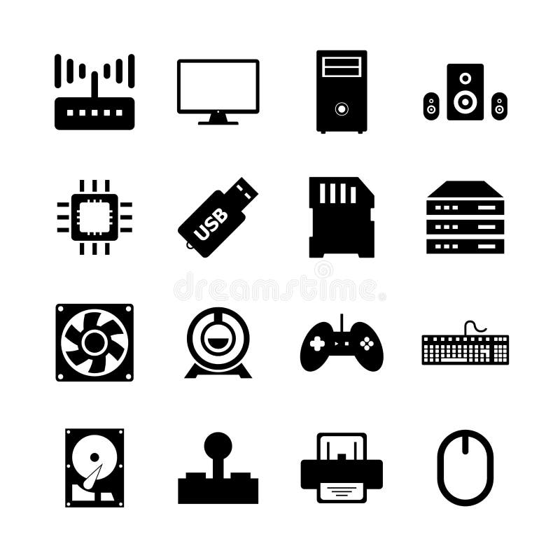 Computer Hardware And IT Symbols Stock Vector - Illustration of hand ...