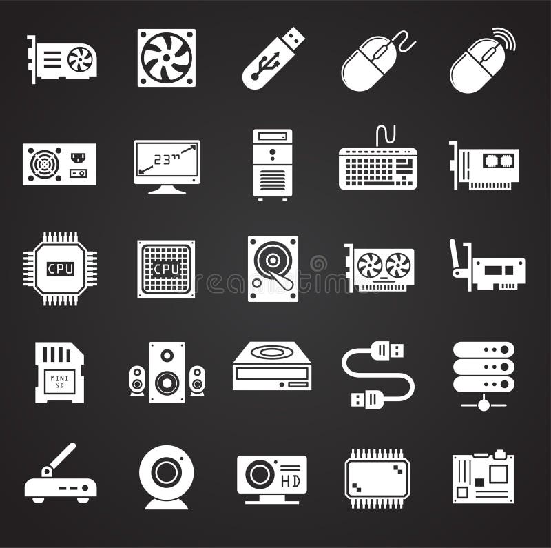 Computer Hardware Icons Set on Background for Graphic and Web Design ...