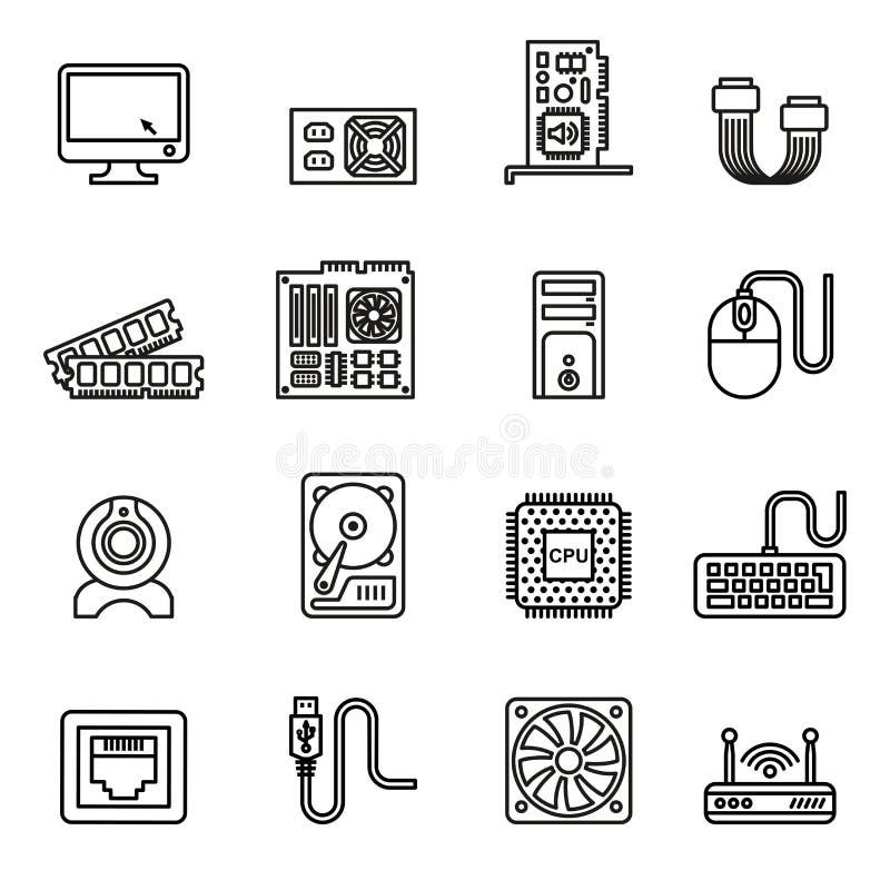 Computer Hardware Icons Set. Stock Vector - Illustration of check ... Computer Hardware Icons Set. Stock Vector - Illustration of check ...