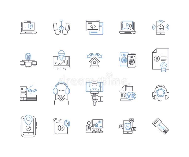 Computer Hardware Industry Line Icons Collection. Processor, Motherboard, Memory, Graphics ...