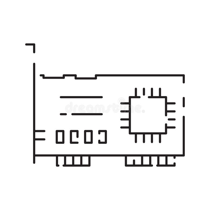 Computer Hardware Line Icon. Graphic Card or Processor and RAM. GPU or ...