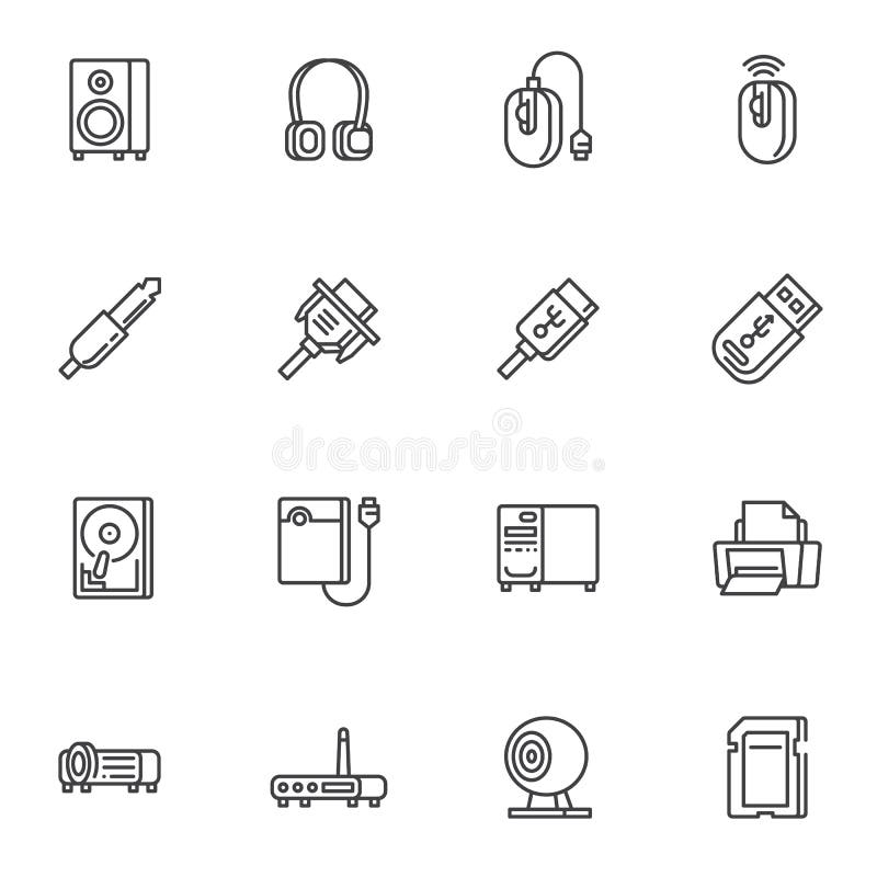 Computer Hardware Icons Pc Components Stock Illustrations – 206 ...