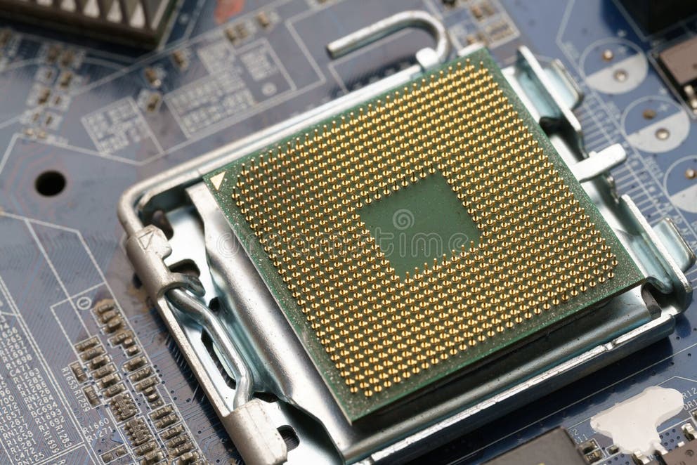 Computer Hardware, Motherboard with Microprocessor Stock Photo - Image ...