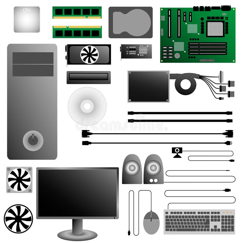 Computer Hardware - Peripherals Stock Vector - Illustration of hardware ...
