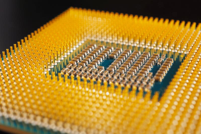 Computer Hardware. Processor Lies on Dark Matte Surface. Close-up. CPU ...