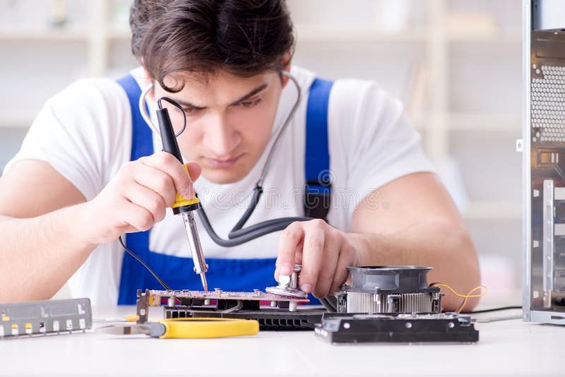 Computer Hardware Repair and Fixing Concept by Experienced Techn Stock ...