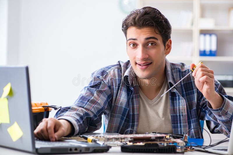 Computer Hardware Repair and Fixing Concept by Experienced Techn Stock ...