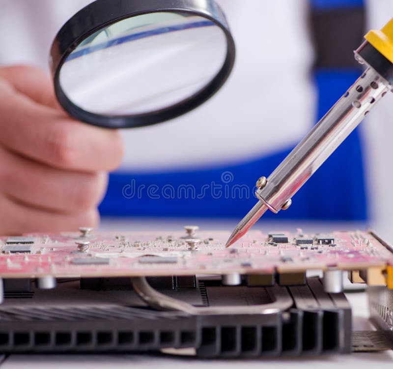 Computer Hardware Repair and Fixing Concept by Experienced Techn Stock ...
