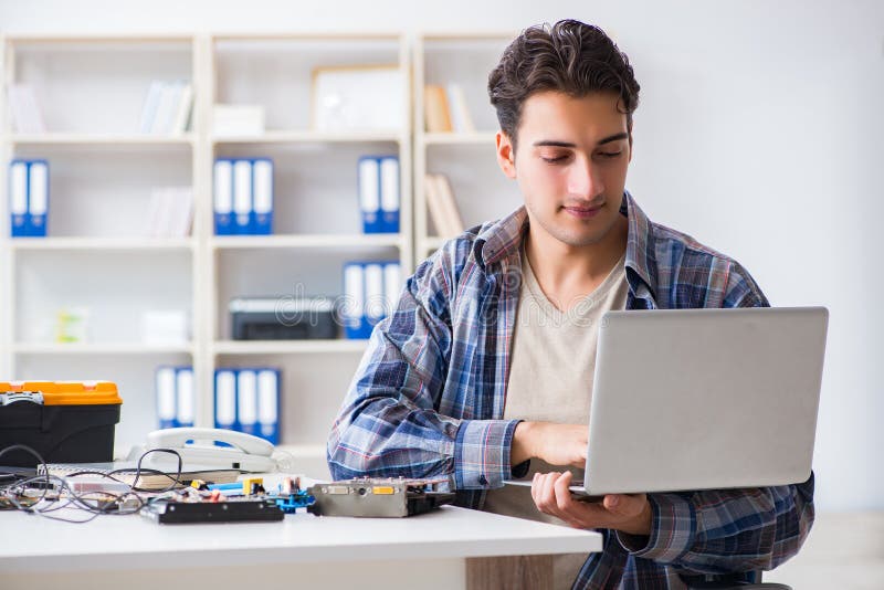 Computer Hardware Repair and Fixing Concept by Experienced Techn Stock ...